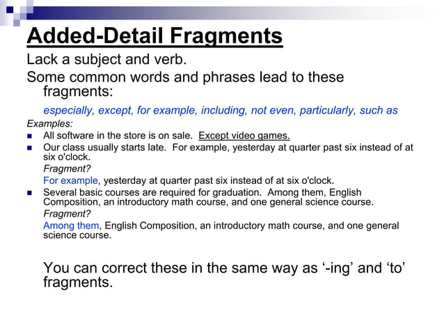 Sentence fragments | PPT