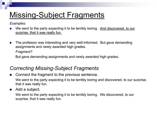 Sentence fragments | PPT