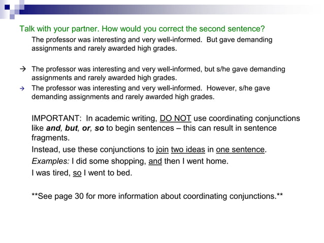 Sentence fragments | PPT