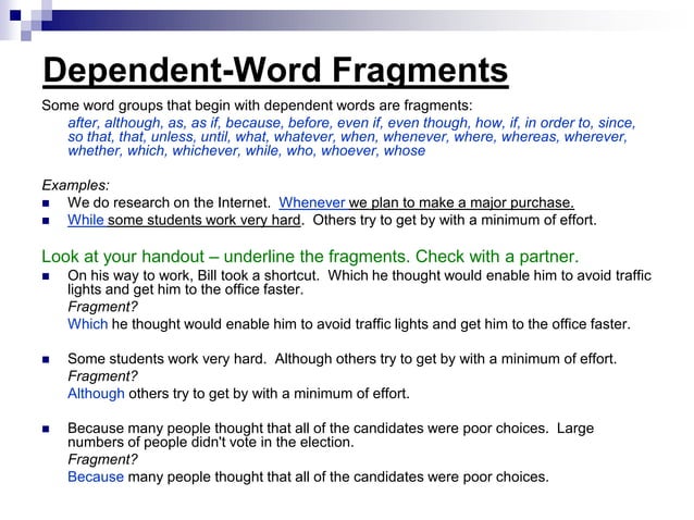 Sentence fragments | PPT