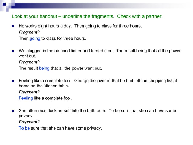 Sentence fragments | PPT