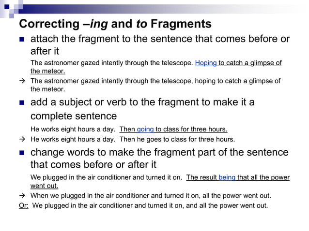 Sentence fragments | PPT