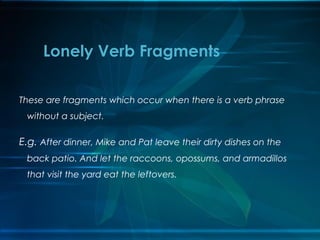 Sentence fragments | PPT
