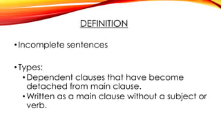 Sentence Fragments | PPTX