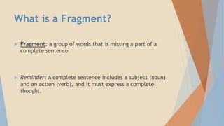 Sentence Fragments | PPT