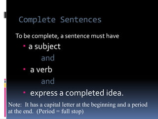 Sentence fragments grade 6 | PPTX
