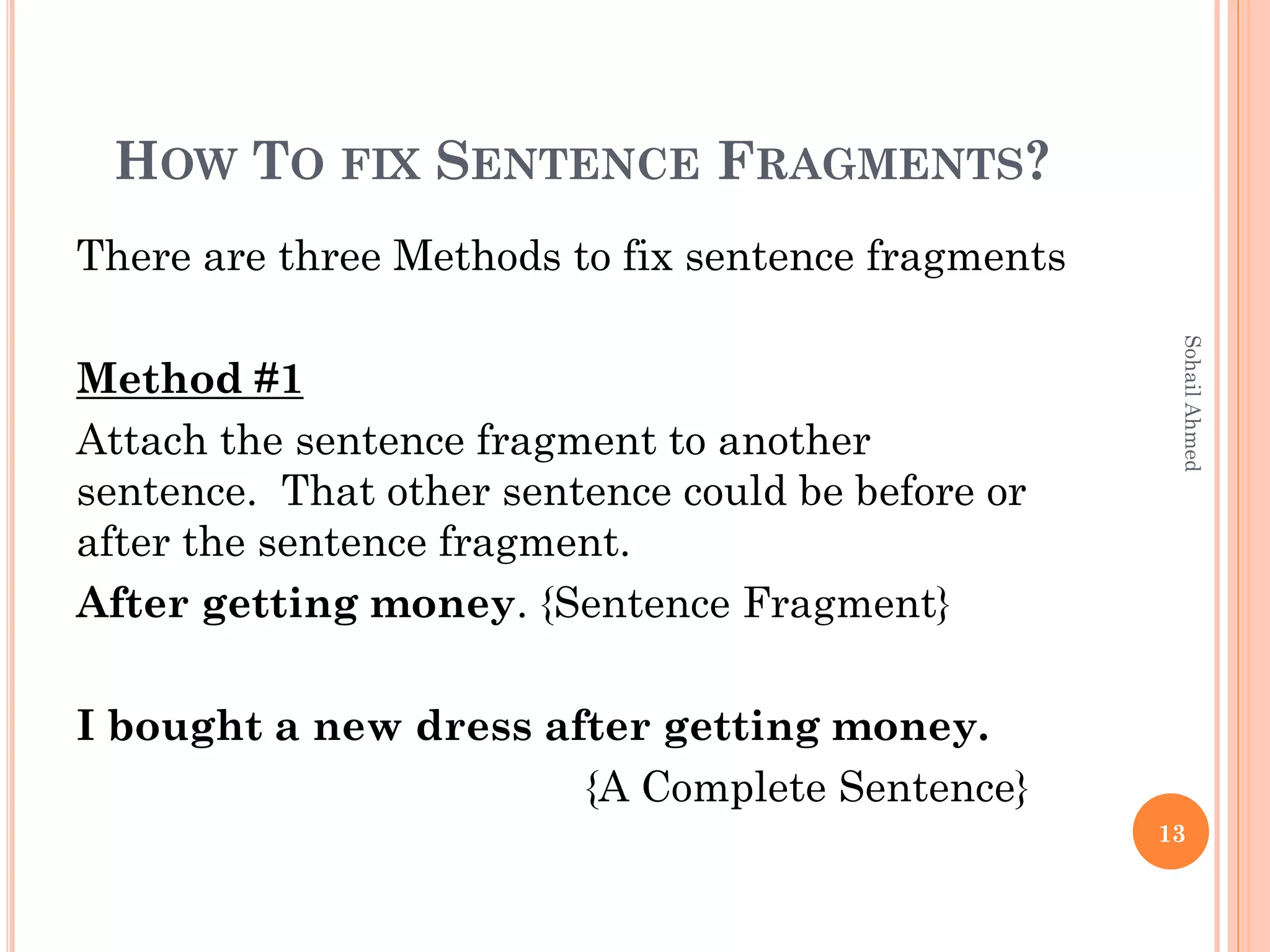 Sentence fragments by sohail ahmed | PDF