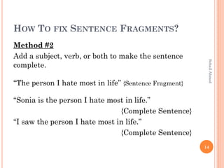 Sentence fragments by sohail ahmed | PDF