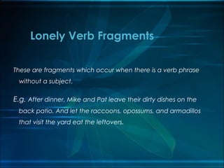 Sentence fragments | PPT | Internet for Beginners | Internet