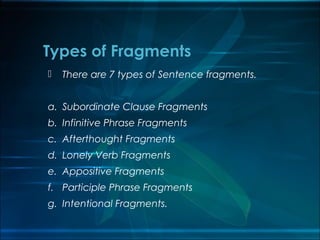 Sentence fragments | PPT