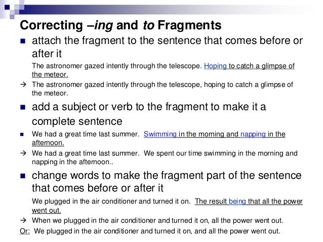 Sentence fragments