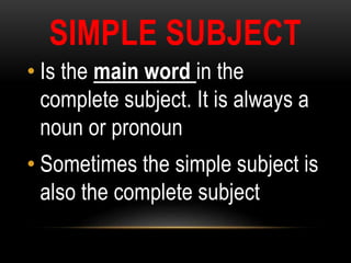 SENTENCE PARTS | PPT