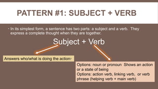 Sentence parts and patterns | PPTX | Programming Languages | Computing
