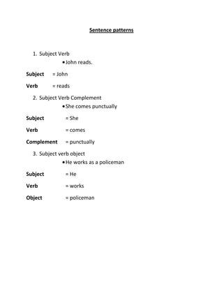Sentence patterns | DOCX | Soccer | Sports