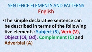 sentence patterns. types of sentences pptx | PPT