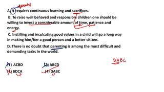 SENTENCE REARRANGEMENT CLASS of English language skills required for ...