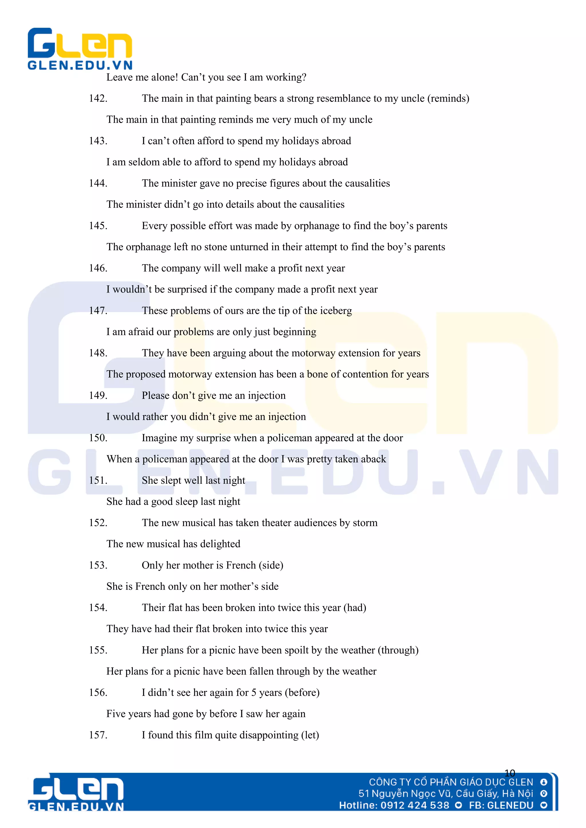 Sentence rewriting keys | PDF