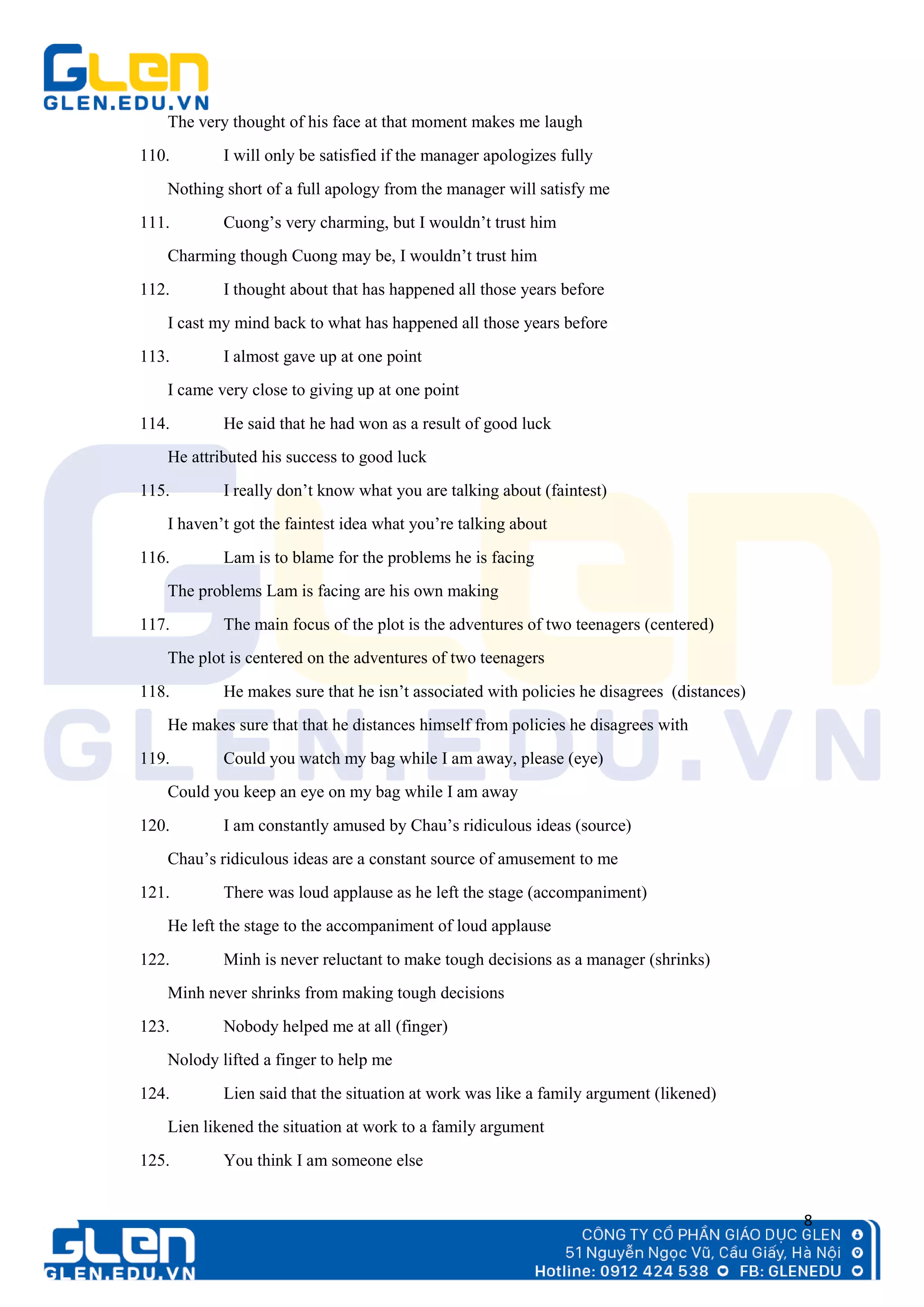 Sentence rewriting keys | PDF