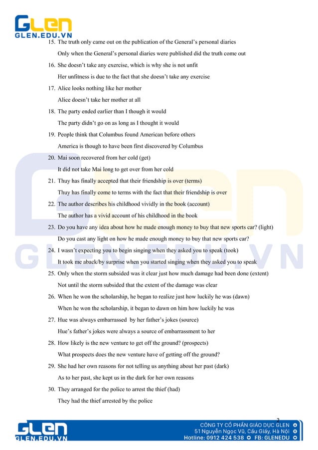 Sentence rewriting keys | PDF