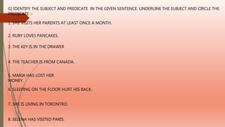 Sentences -subject and predicate | PPTX