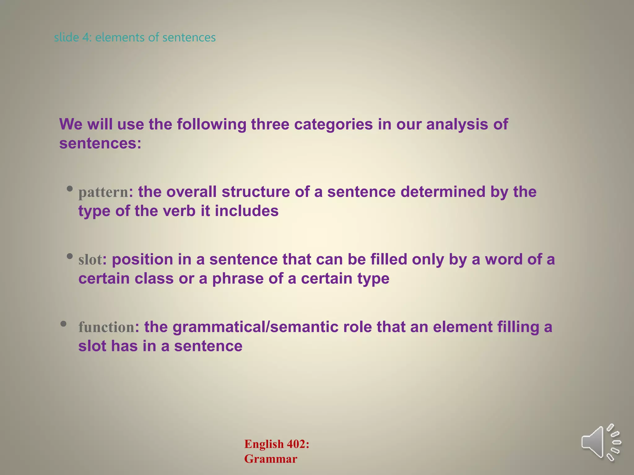 English Grammar Lecture 5: Sentences | PPT