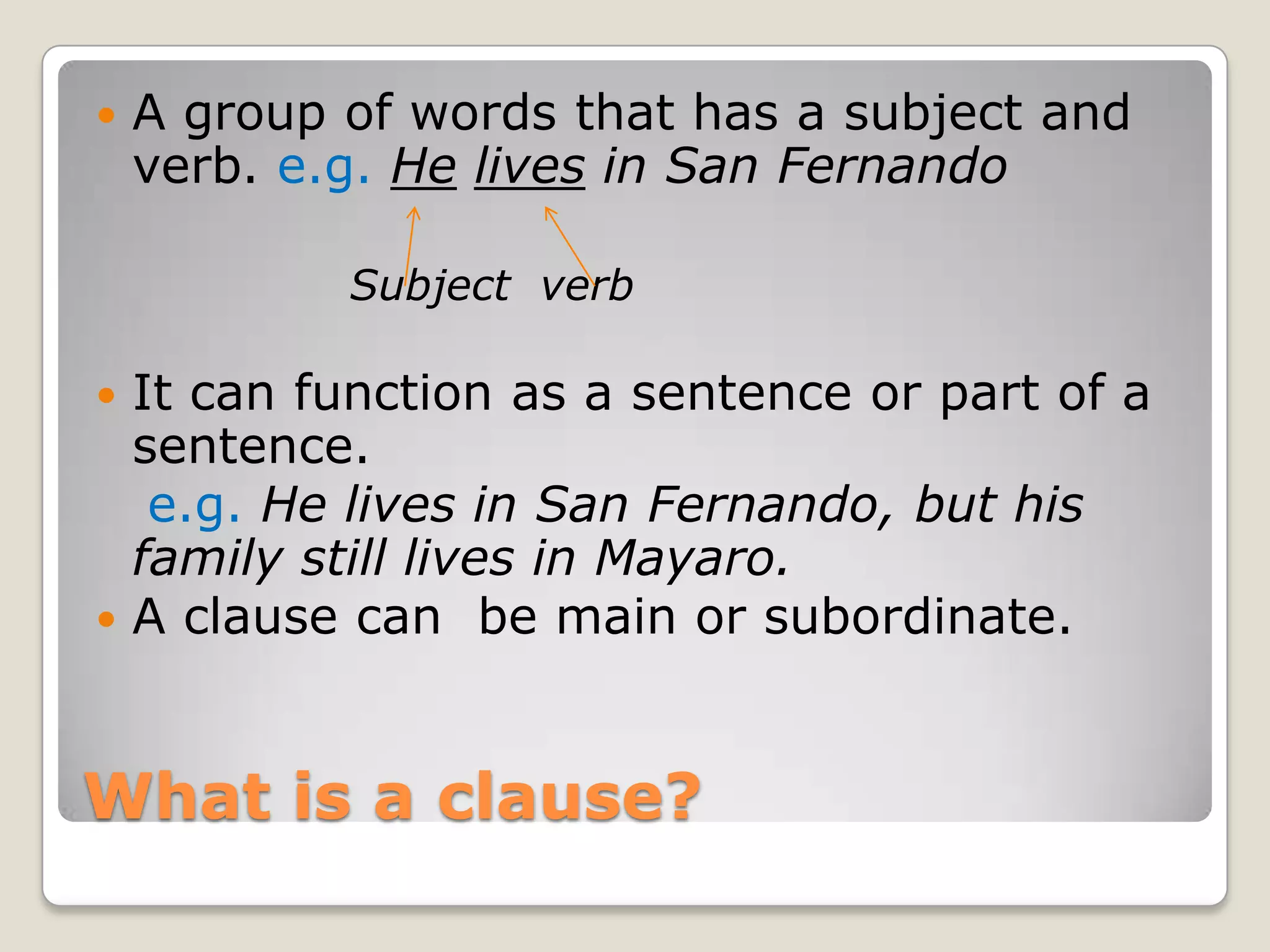 Sentences and clauses | PPT