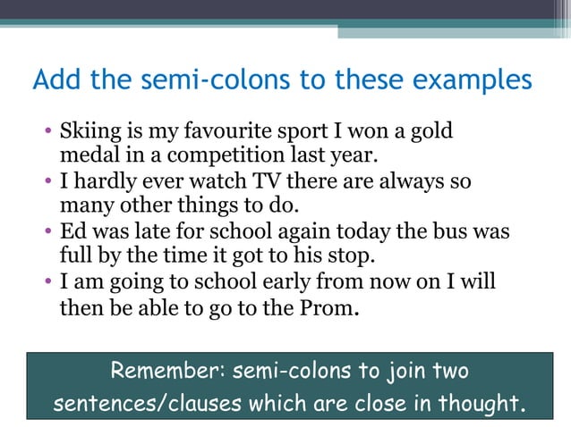 Sentences clauses and colons | PPT