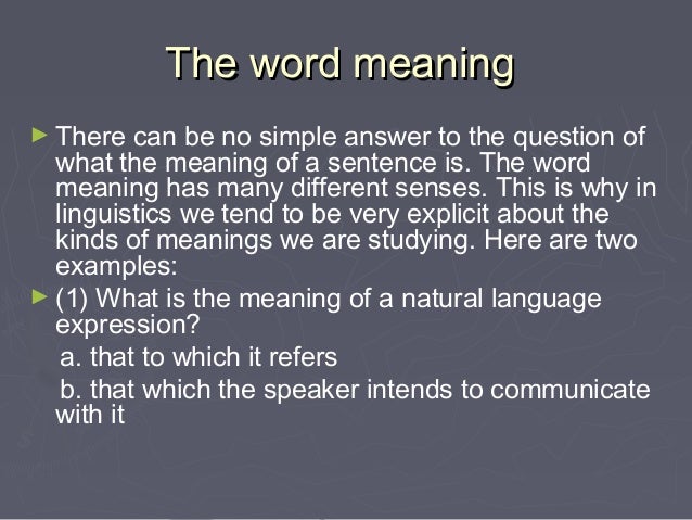 Sentence Semantics 