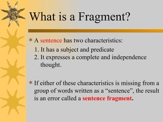 Sentences & fragments | PPT