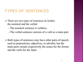 Verbal and Nominal Sentences in Arabic | PPTX