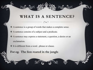 Sentences & its parts | PPTX