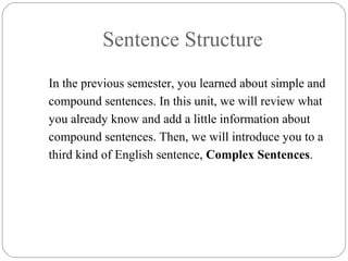 Sentences structure complex sentences | PPT | Robotics | Technology ...