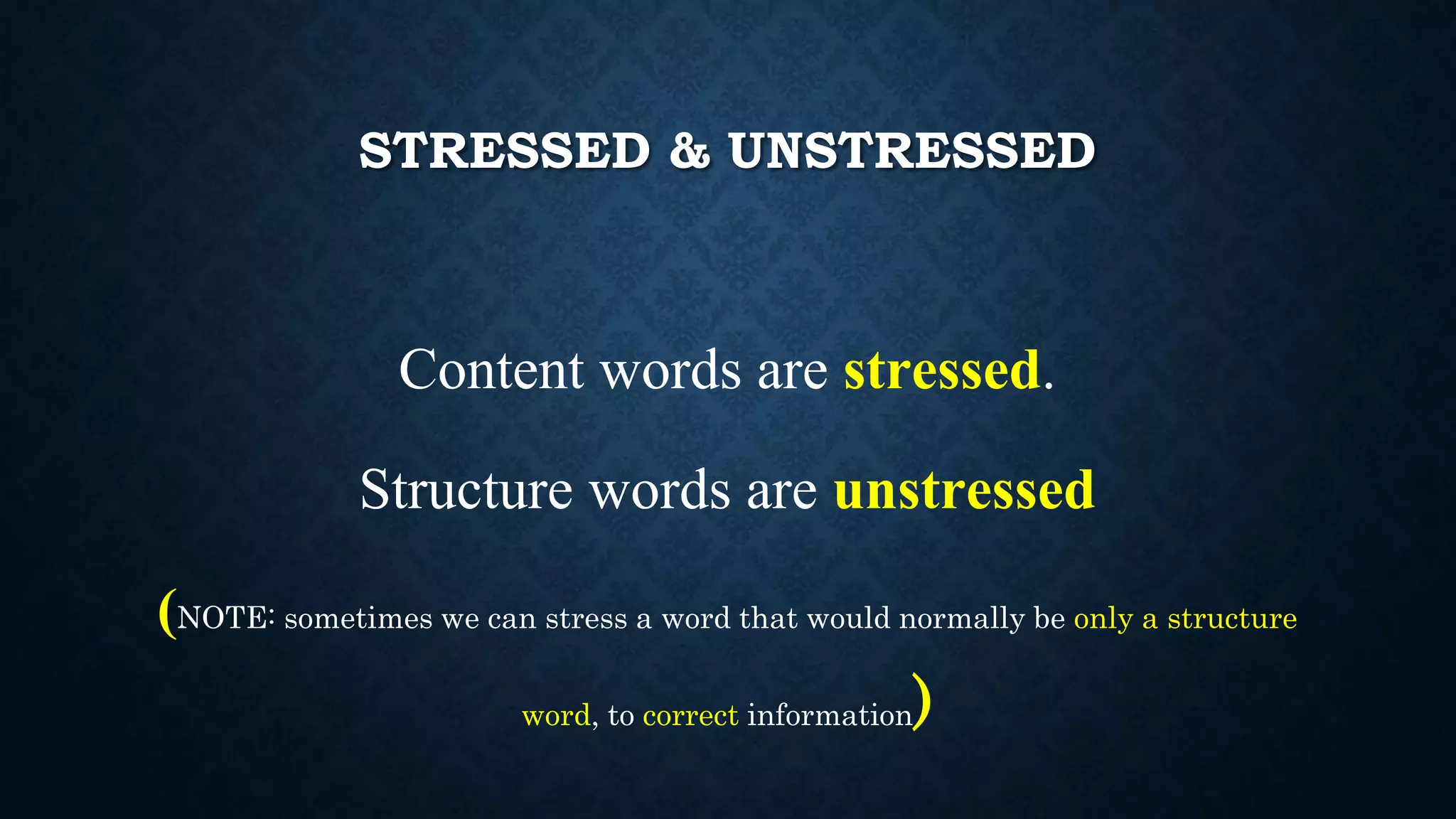 Sentence stress & word stress | PPTX