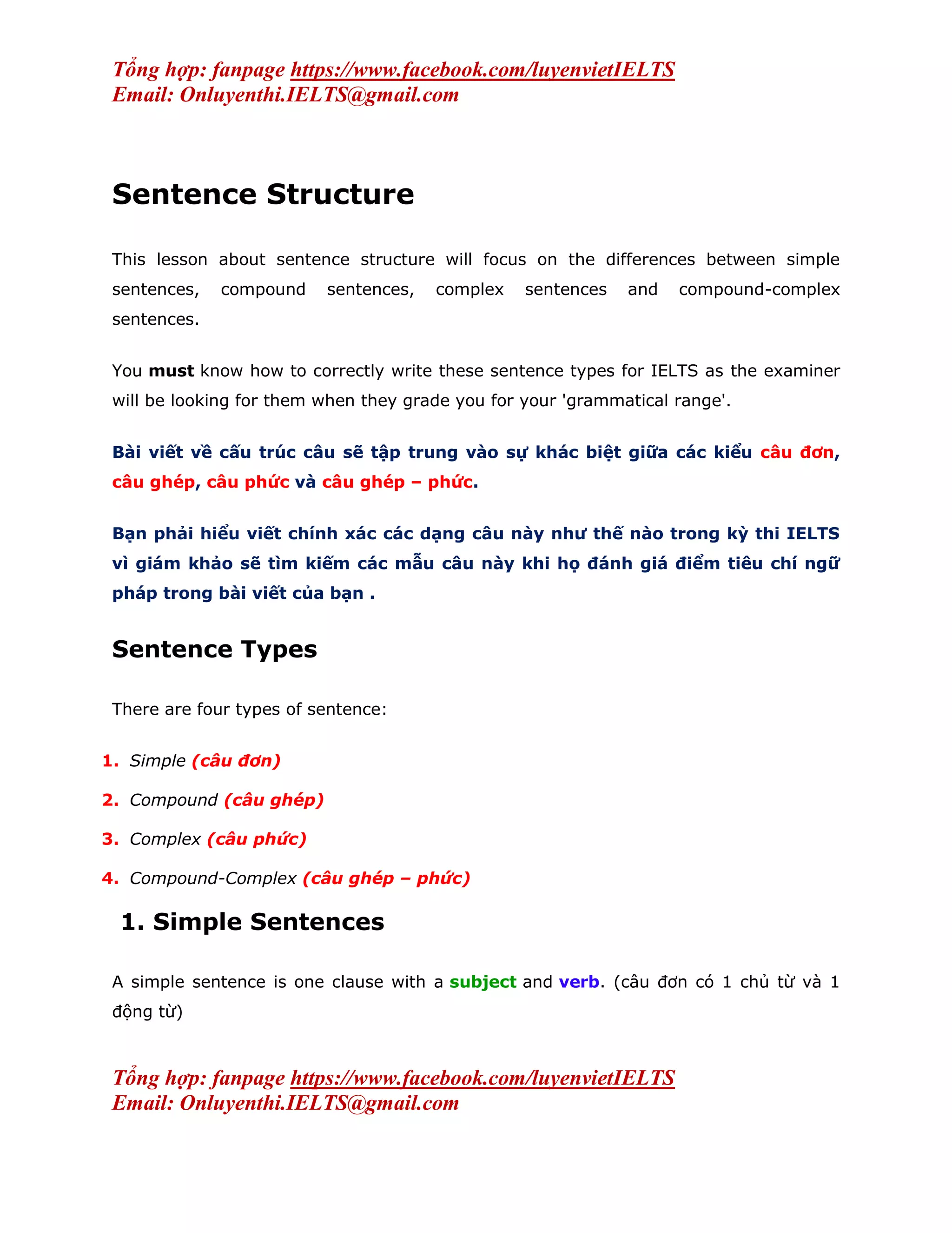 Sentence structure | PDF