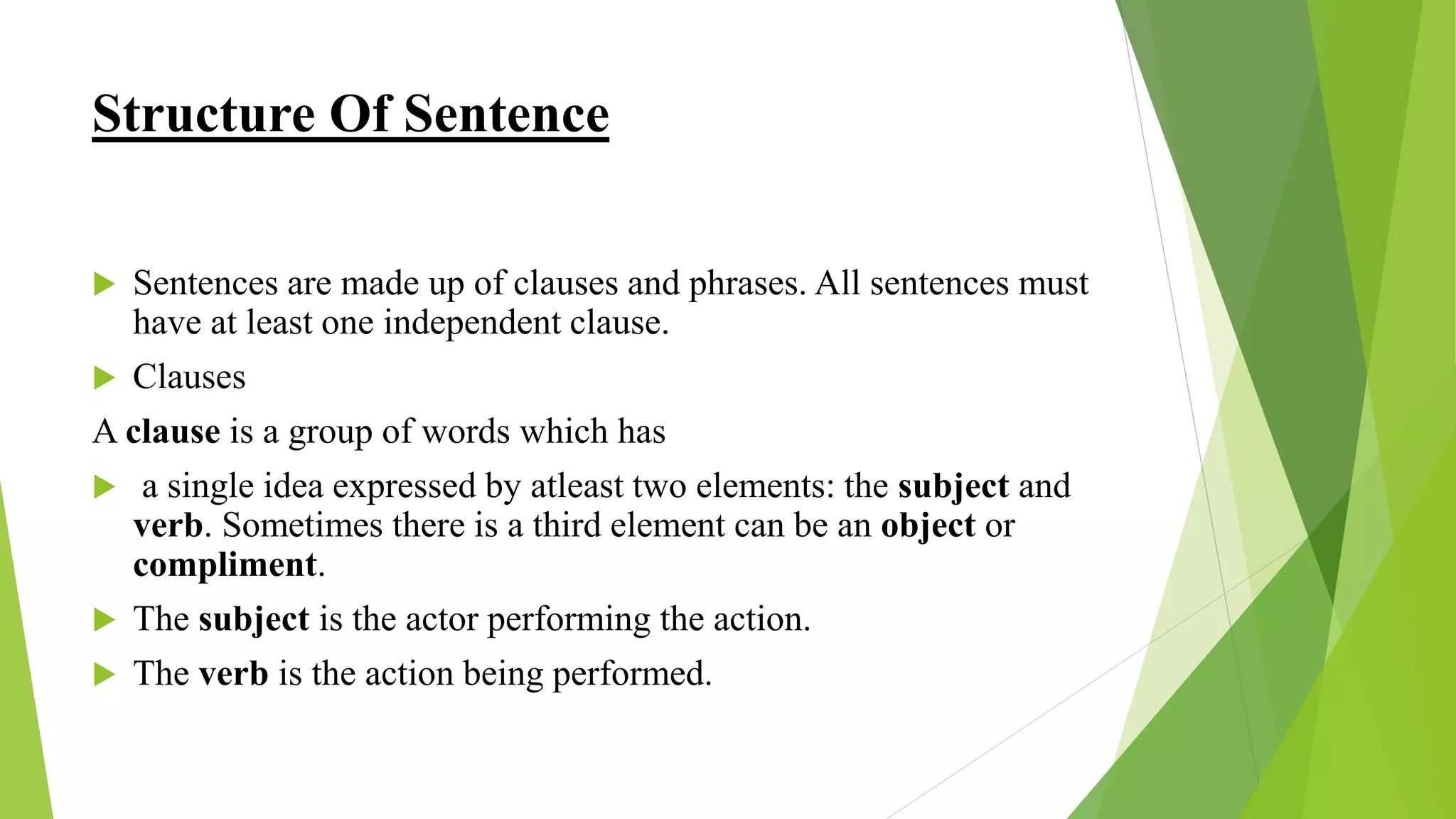 Sentence structure | PPTX | Programming Languages | Computing