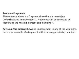 Sentence structure II (run-on, comma splice, fragment) | PPTX