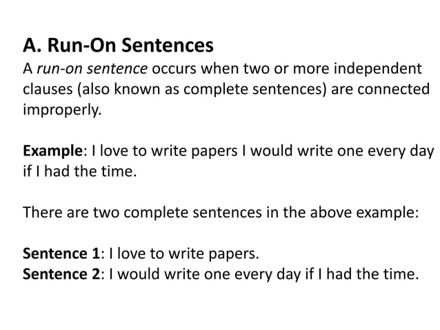 Sentence structure II (run-on, comma splice, fragment) | PPTX