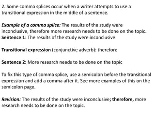 Sentence structure II (run-on, comma splice, fragment) | PPTX