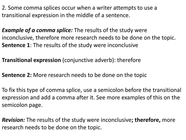 Sentence structure II (run-on, comma splice, fragment) | PPTX