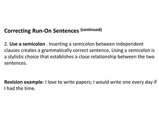 Sentence structure II (run-on, comma splice, fragment) | PPTX