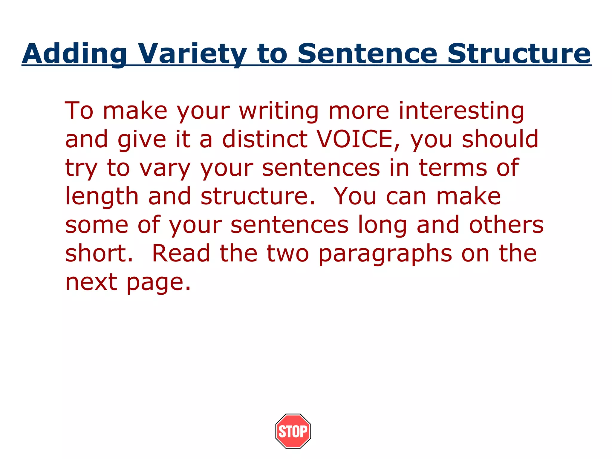 Sentence structure powerpoint | PPT