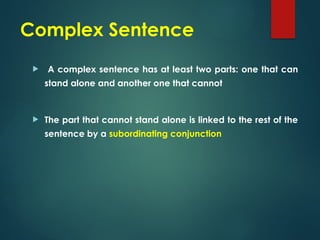 The elements of sentence structure types | PPTX