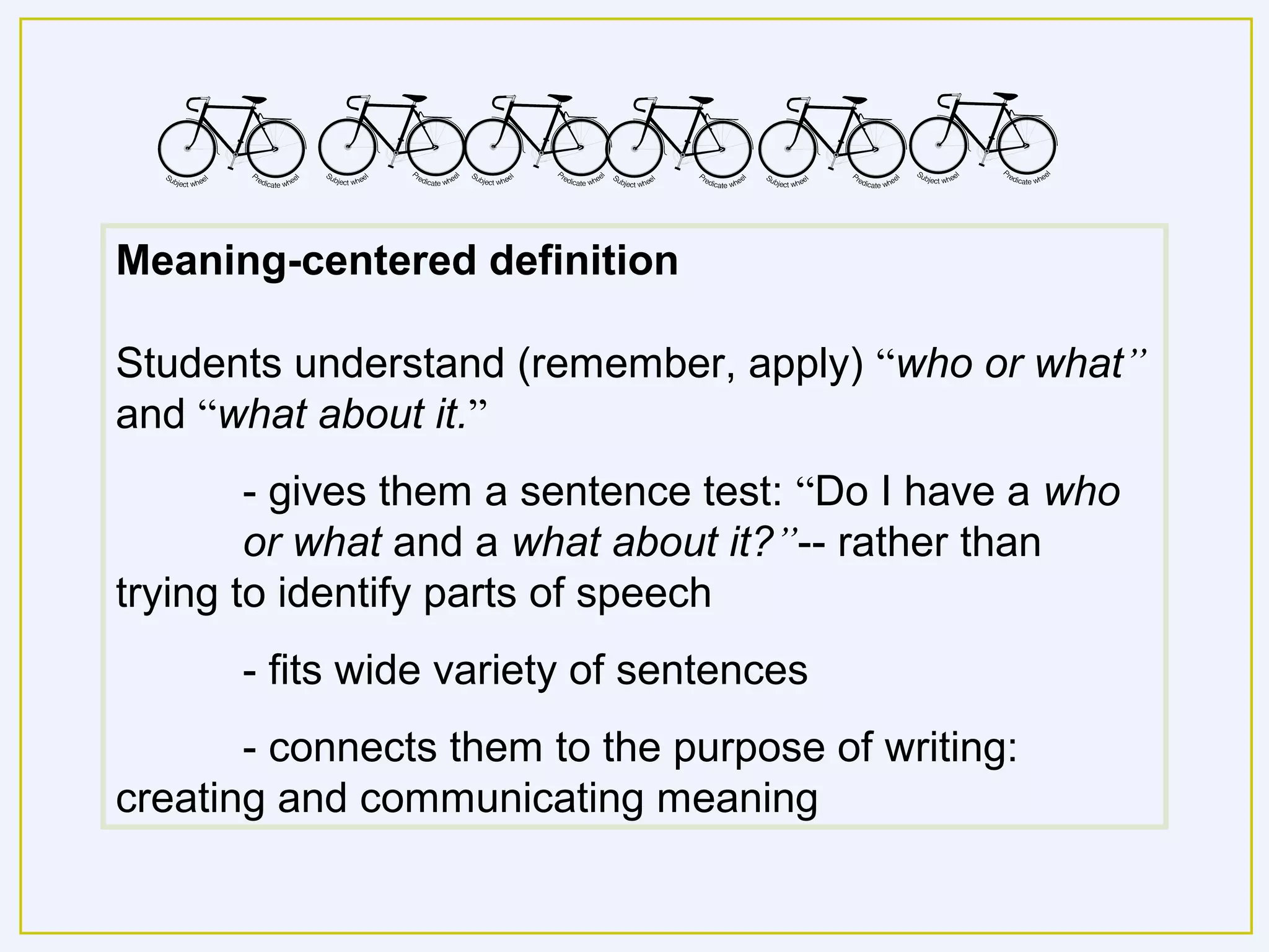Sentence Structure Using a Bike Metaphor | PPT