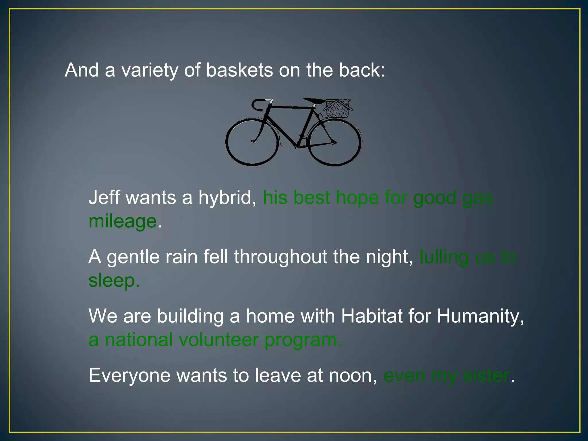 Sentence Structure Using a Bike Metaphor | PPT