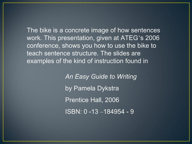 Sentence Structure Using a Bike Metaphor | PPT