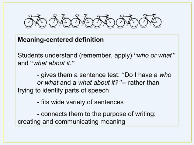 Sentence Structure Using a Bike Metaphor | PPT