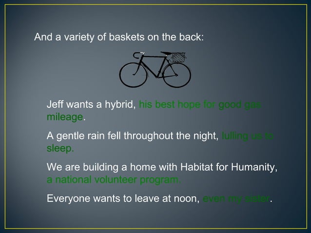Sentence Structure Using a Bike Metaphor | PPT