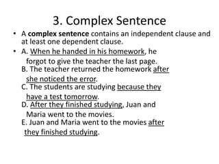 Sentences Types: Simple, Compound, Complex, Compound-Complex | PPT