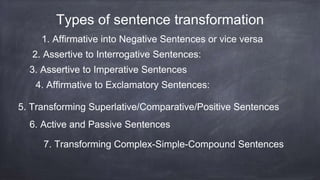 Sentence transformation part 1 | PPTX