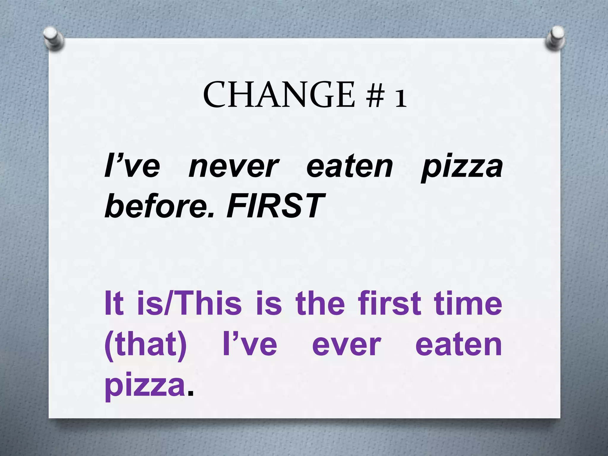 Sentence transformation present perfect tenses simple past 4º year | PPTX